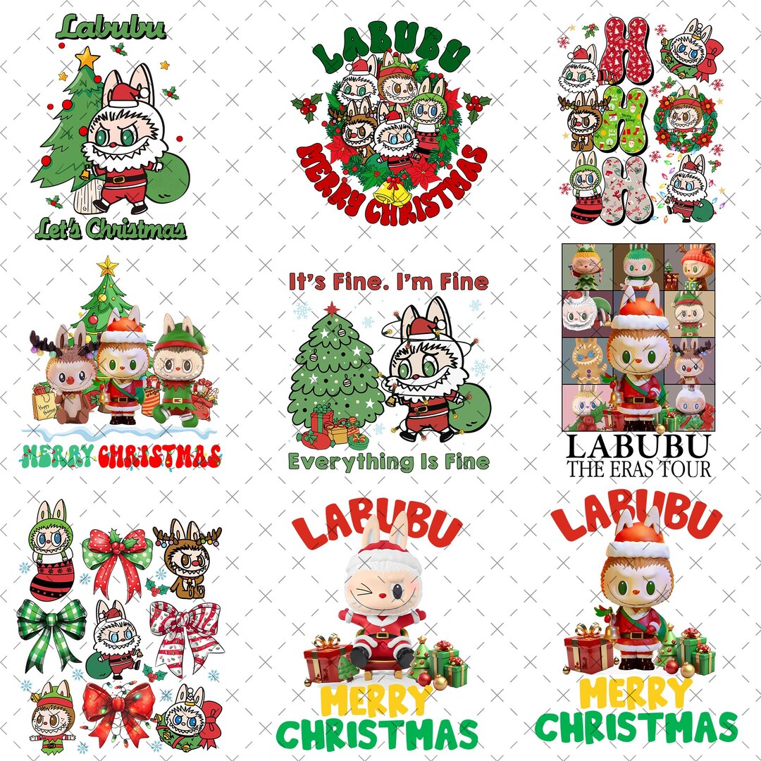Labubu Merry Christmas Bundle Png, Labubu Christmas Gift Png, Labubu ...