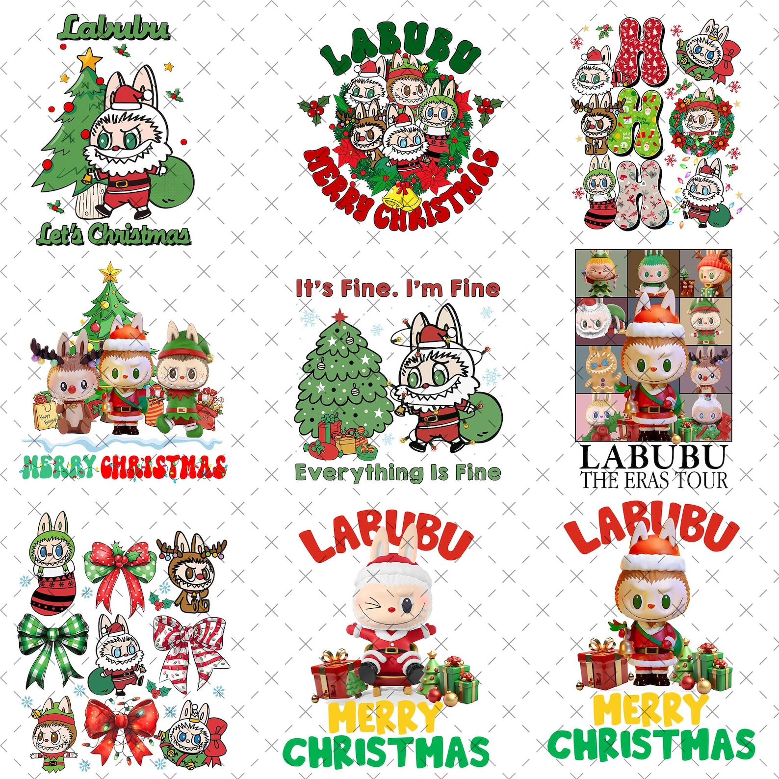 Labubu Merry Christmas Bundle Png, Labubu Christmas Gift Png, Labubu ...