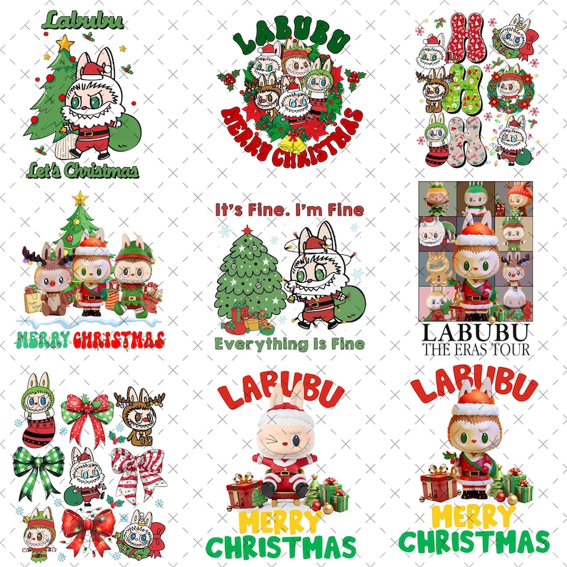Labubu Merry Christmas Bundle Png, Labubu Christmas Gift Png, Labubu ...