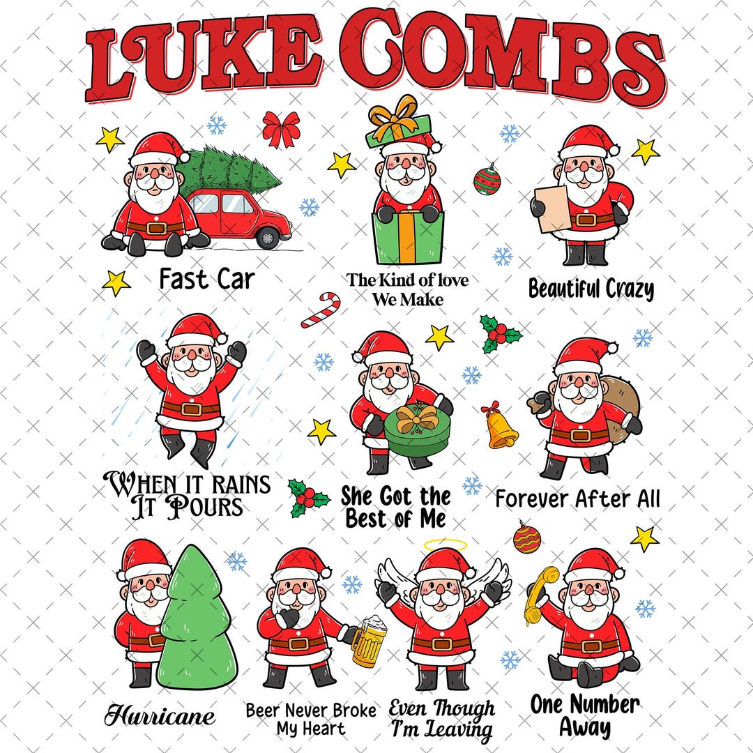 Luke Combs Png, Music Christmas Santa Clause Png, Country Music Png ...