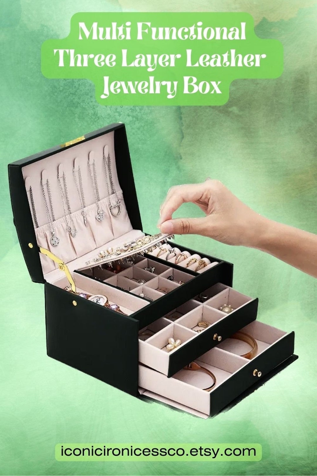 Multi Functional Jewellery Boxthree Layer Leather Drawer - Etsy