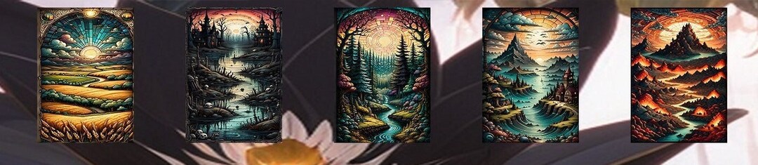 MTG Proxy Basic Stained Glass Land Download Frames Less - Etsy