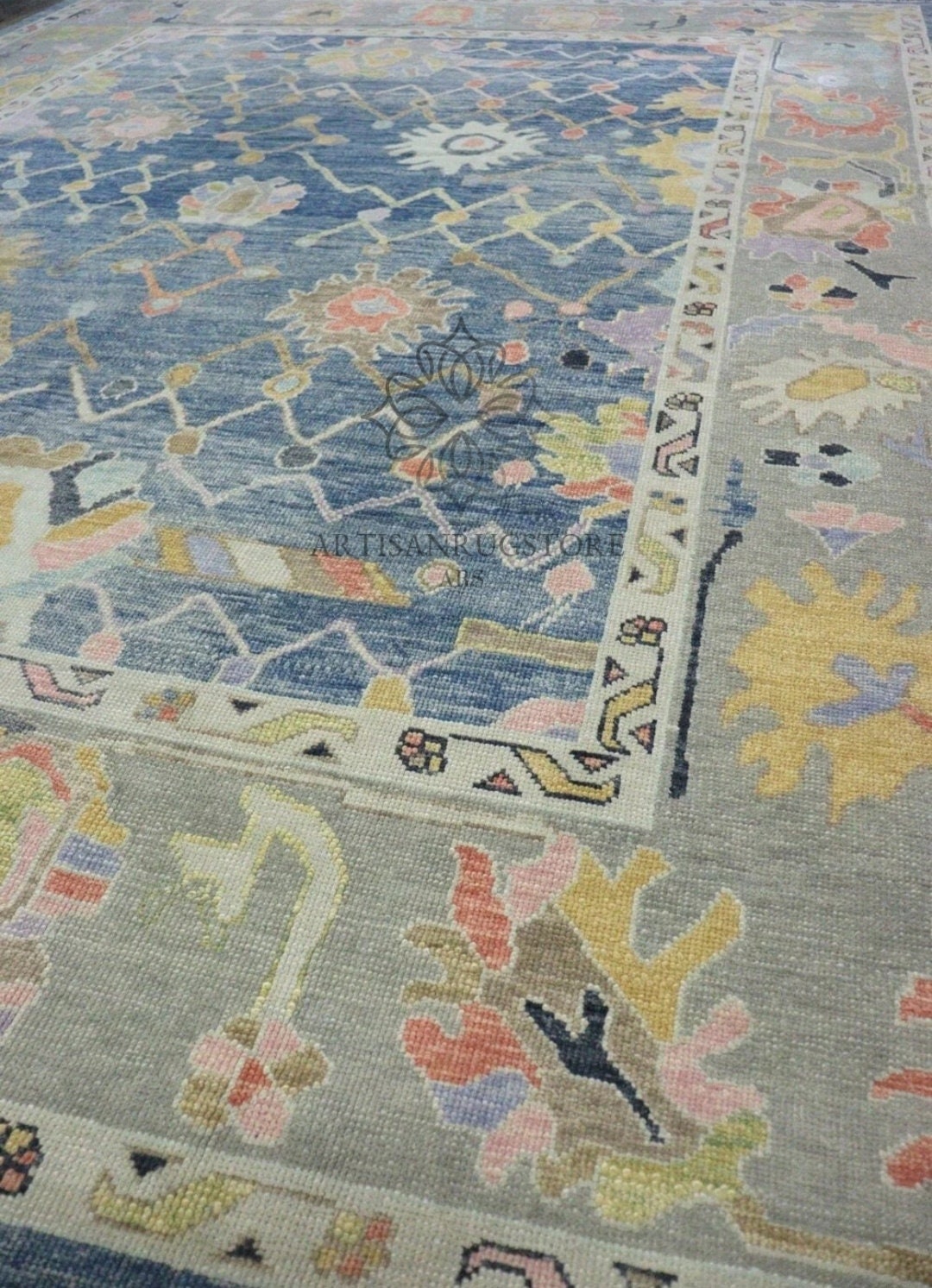 8x10 Modern Floor Oushak Rug, Hand Knotted Turkish Weave With 100 ...