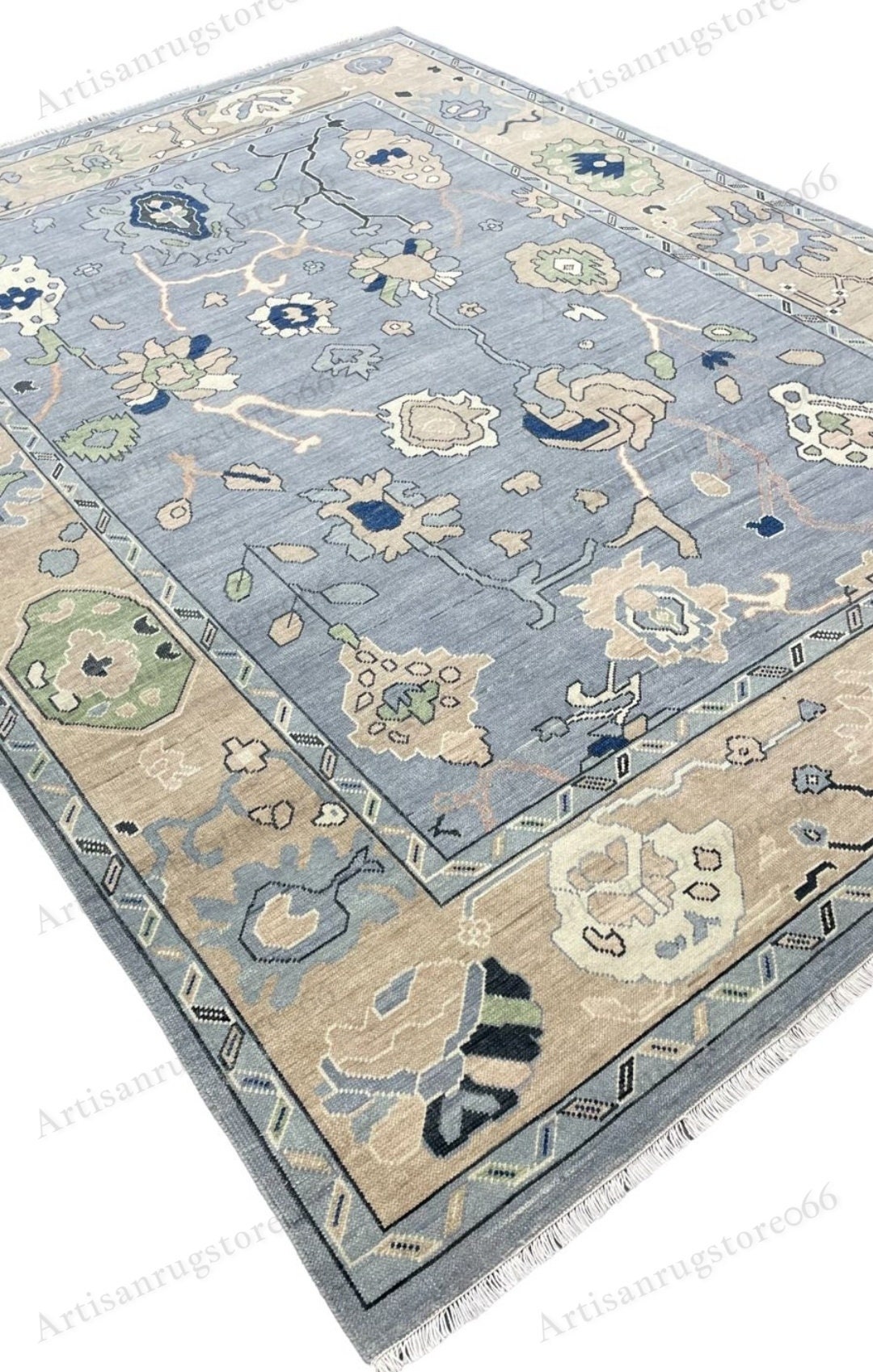 Handmade Sky Blue Rug | Quick Ship Turkish Rug 9x12 and 8x10 : Seaside ...