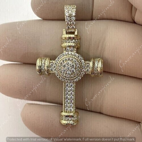 Lab Created Diamond Cross Pendant - Etsy