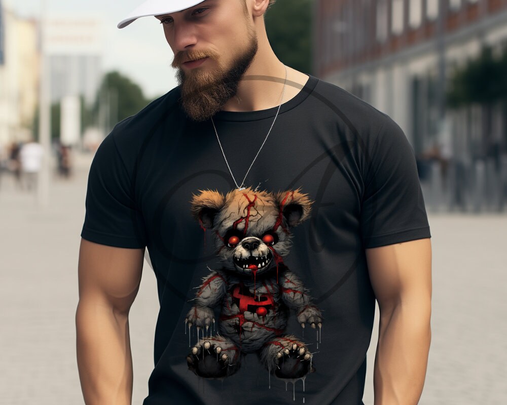 Scary Teddy Bear Tattered Clip Art - Sublimation & DTF Print for Unique ...
