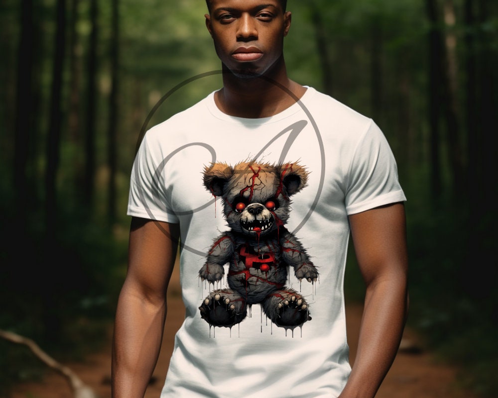 Scary Teddy Bear Tattered Clip Art - Sublimation & DTF Print for Unique ...