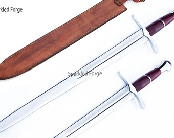 26 Inch Handmade Damascus Steel D-guard Hunting Sword, Battle Ready ...