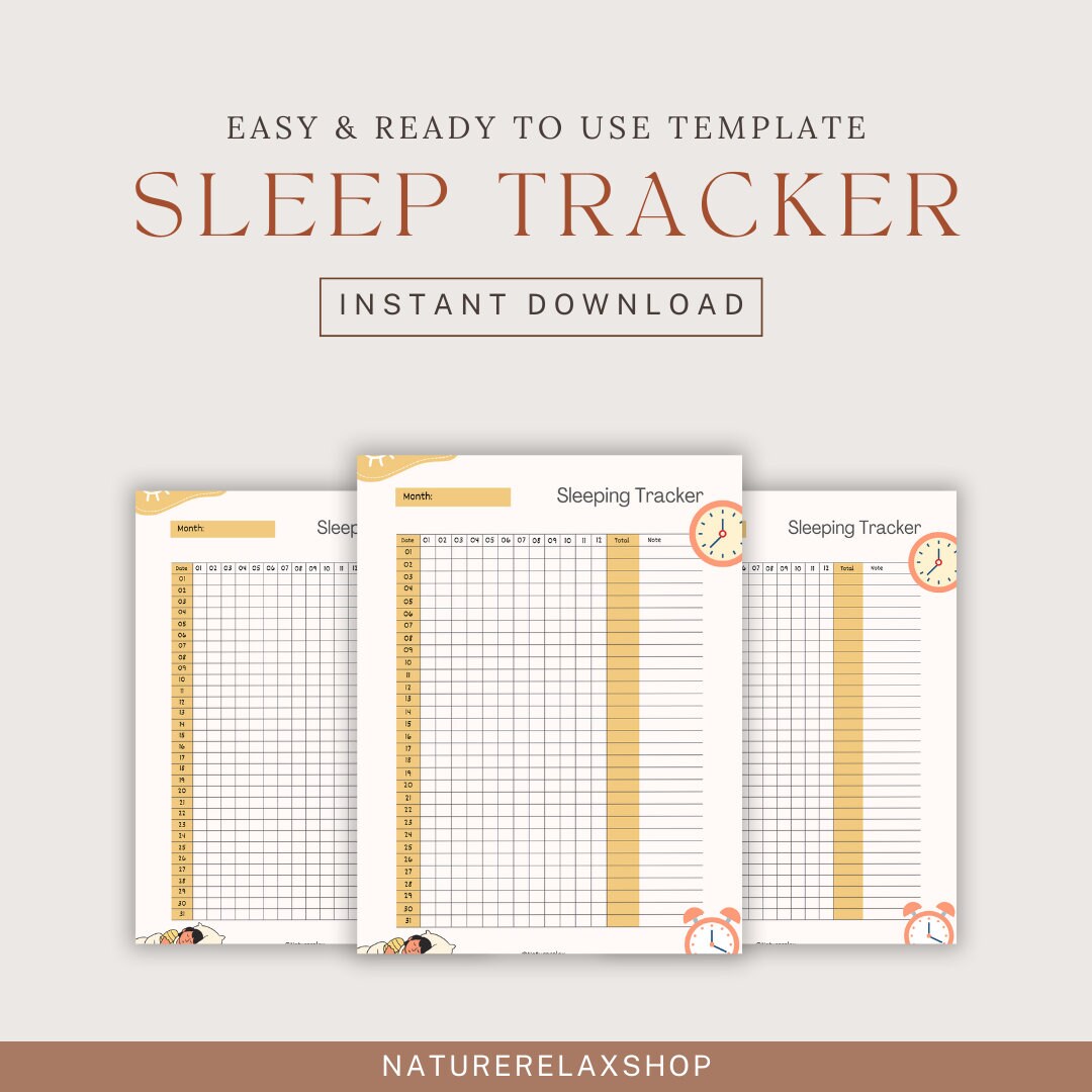 Sleep Tracker PDF Monthly Sleep Chart Design for Sleep Pages for ...