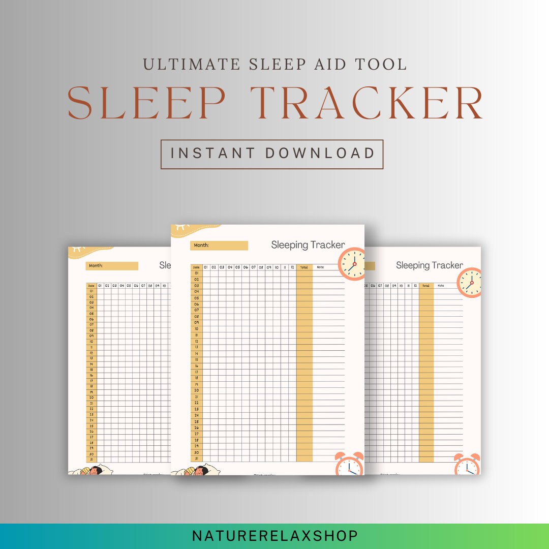 Sleep Tracker PDF Monthly Sleep Chart Design for Sleep Pages for ...