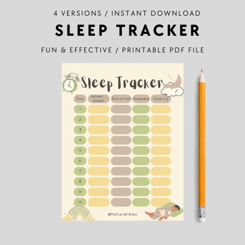 Sleep Tracker Page for Track Sleep Habit Tracker Best for Sleep ...