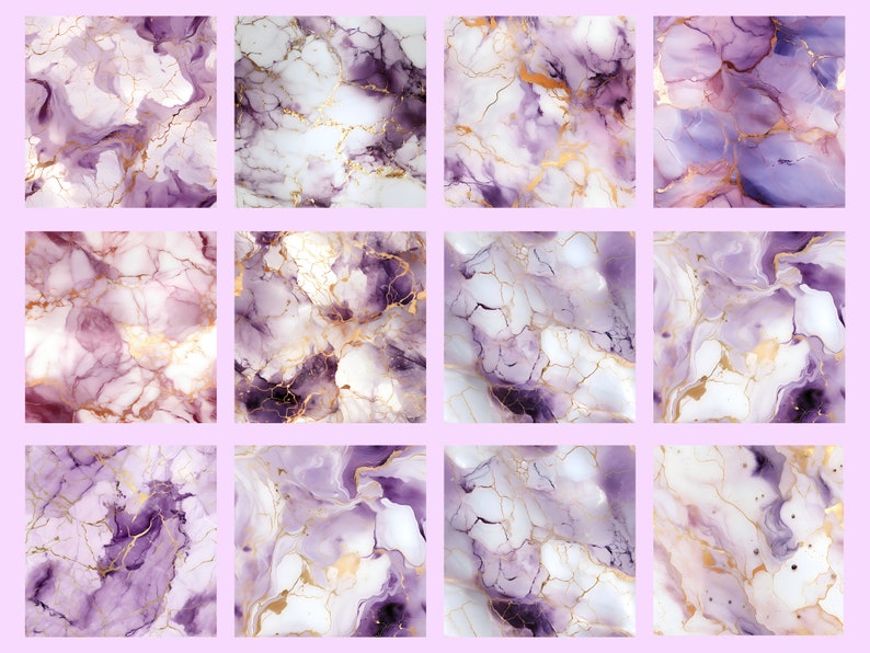 Purple and Gold Marble Digital Paper Seamless Marble Textures - Etsy ...