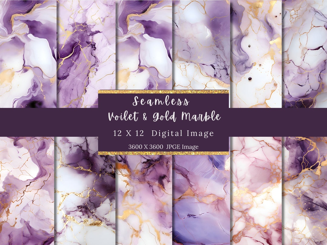 Purple and Gold Marble Digital Paper Seamless Marble Textures - Etsy ...