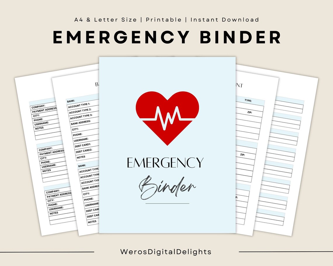 Emergency Binder Printable and Fillable, in Case of Emergency Printable ...