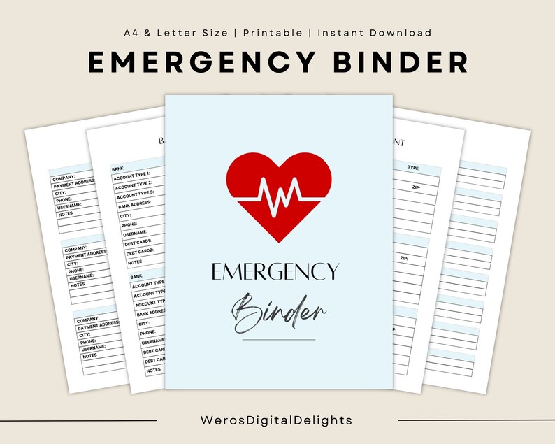 Emergency Binder Printable and Fillable, in Case of Emergency Printable ...