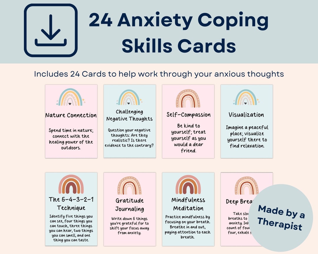 Anxiety Coping Skill Flashcard Therapy Worksheet Anxiety - Etsy