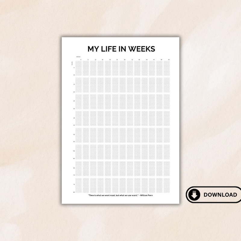 Life in Weeks Poster - Etsy