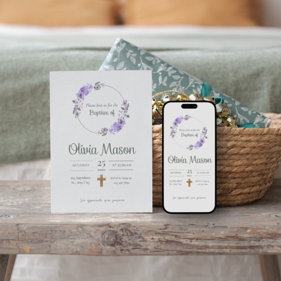 Editable Baptism Invitation Template Download, Digital Christening ...