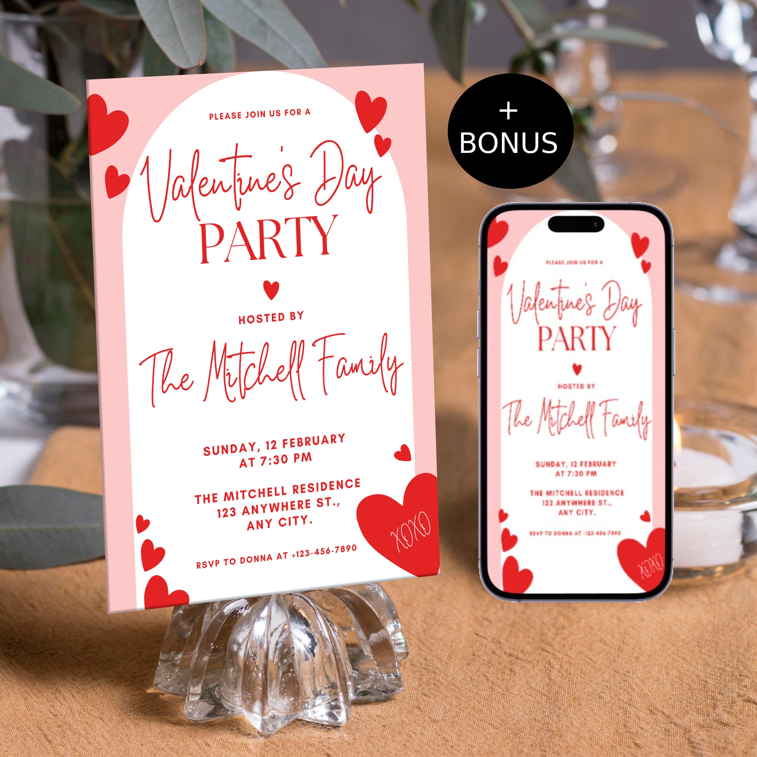 Editable Digital Valentine Party Invitation Canva Template, Valentines ...