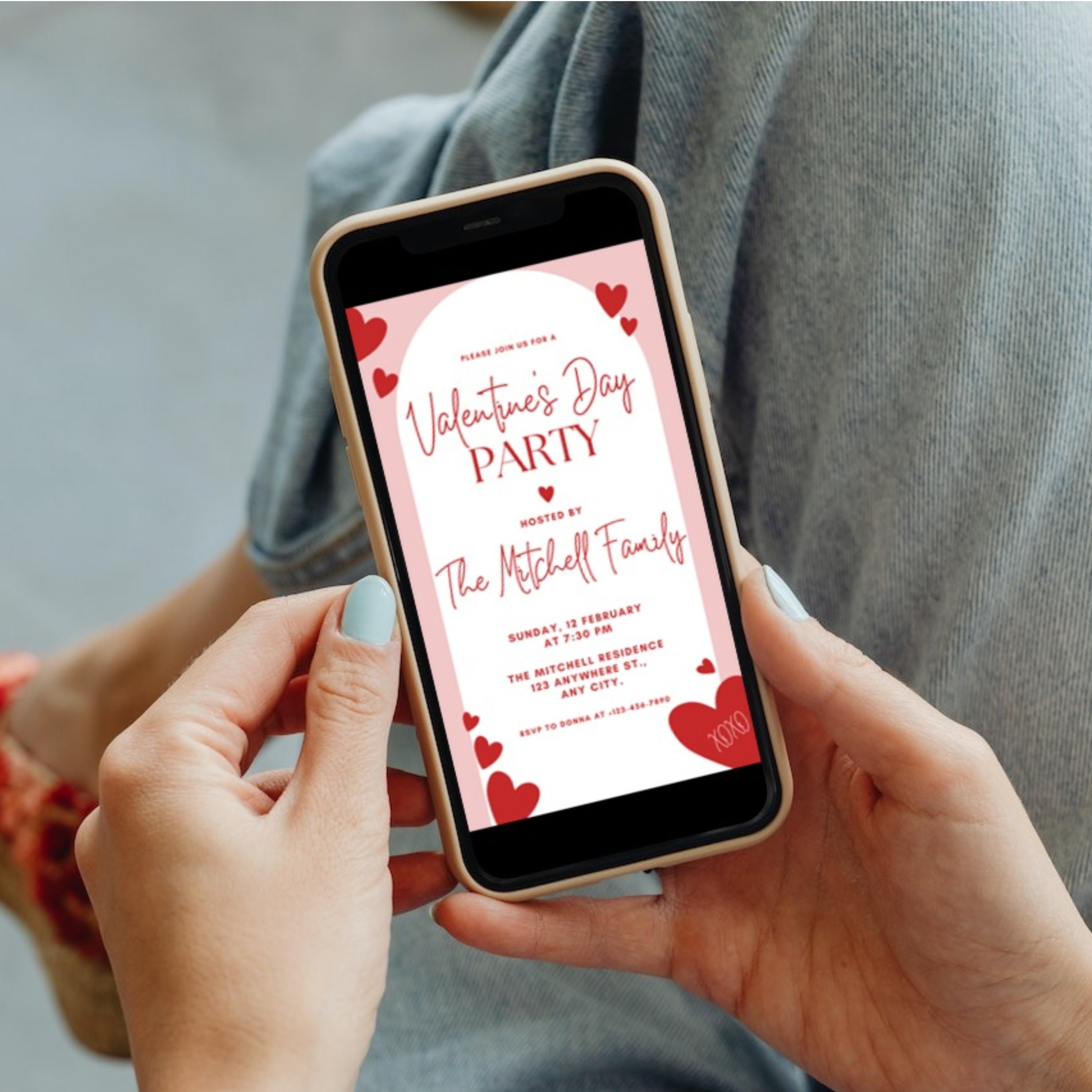 Editable Digital Valentine Party Invitation Canva Template, Valentines ...