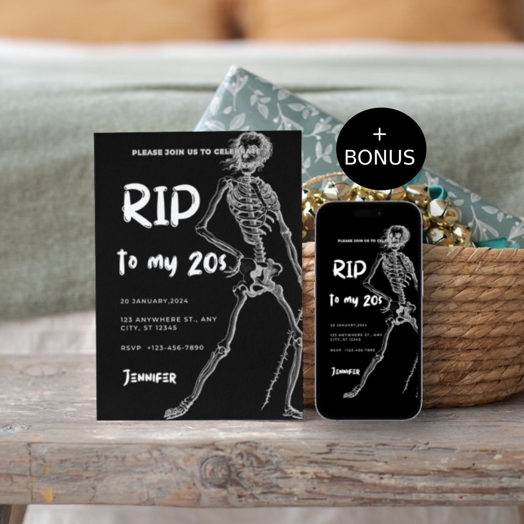 Rip to My 20s Editable Birthday Invitation Template, Rip 20s Invitation ...