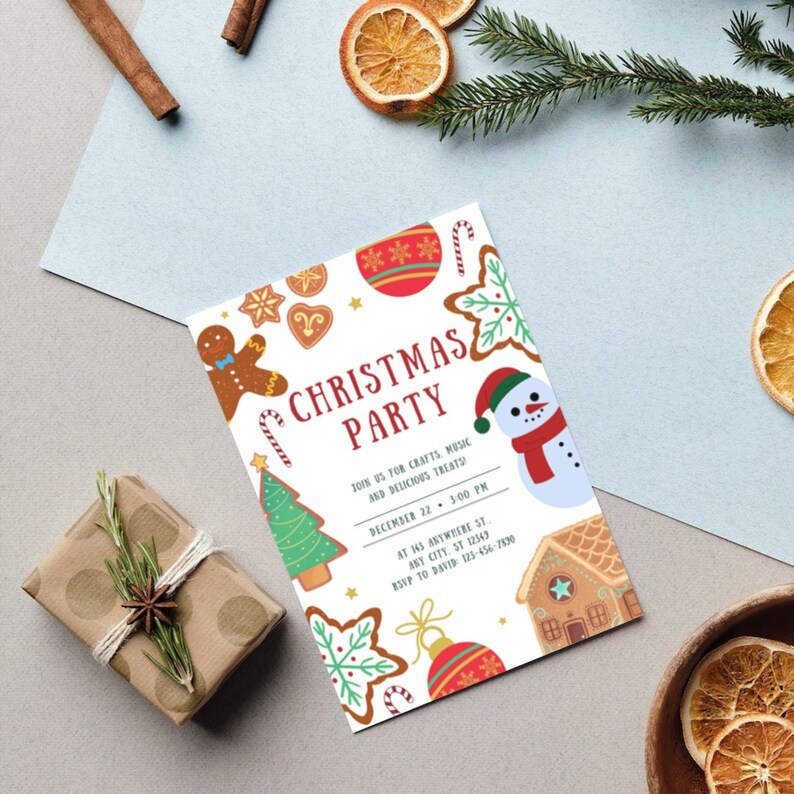 Editable Christmas Party Invitation, Holiday Party Invitation ...