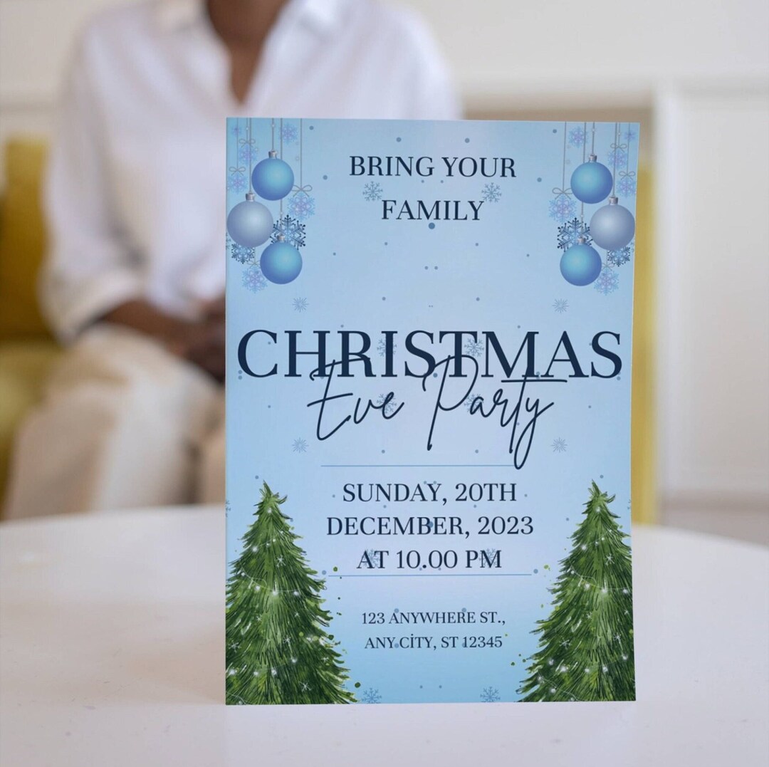 Editable Christmas Dinner Party Holiday Invitation Template, Christmas ...