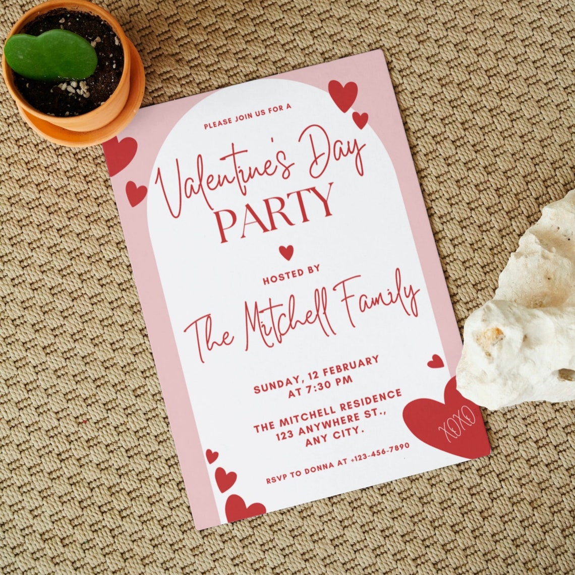 Editable Digital Valentine Party Invitation Canva Template, Valentines ...