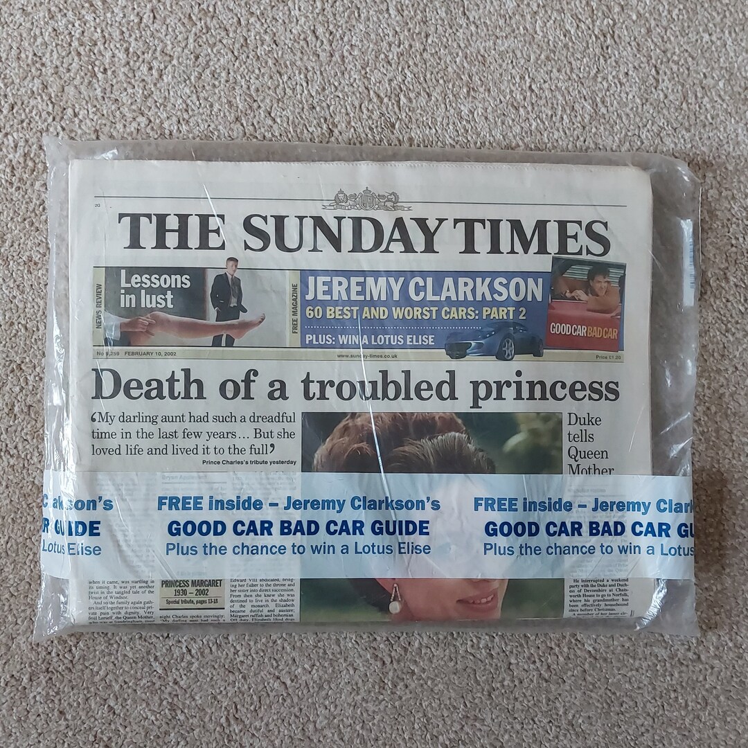Princess Margaret Souvenir Tribute Newspaper Sunday Times - Etsy