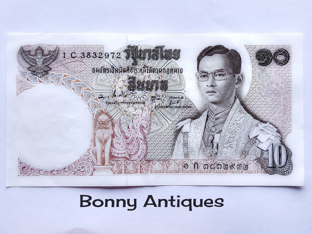 Vintage Thailand Banknote Ten Baht 1969. Circulated Extra - Etsy