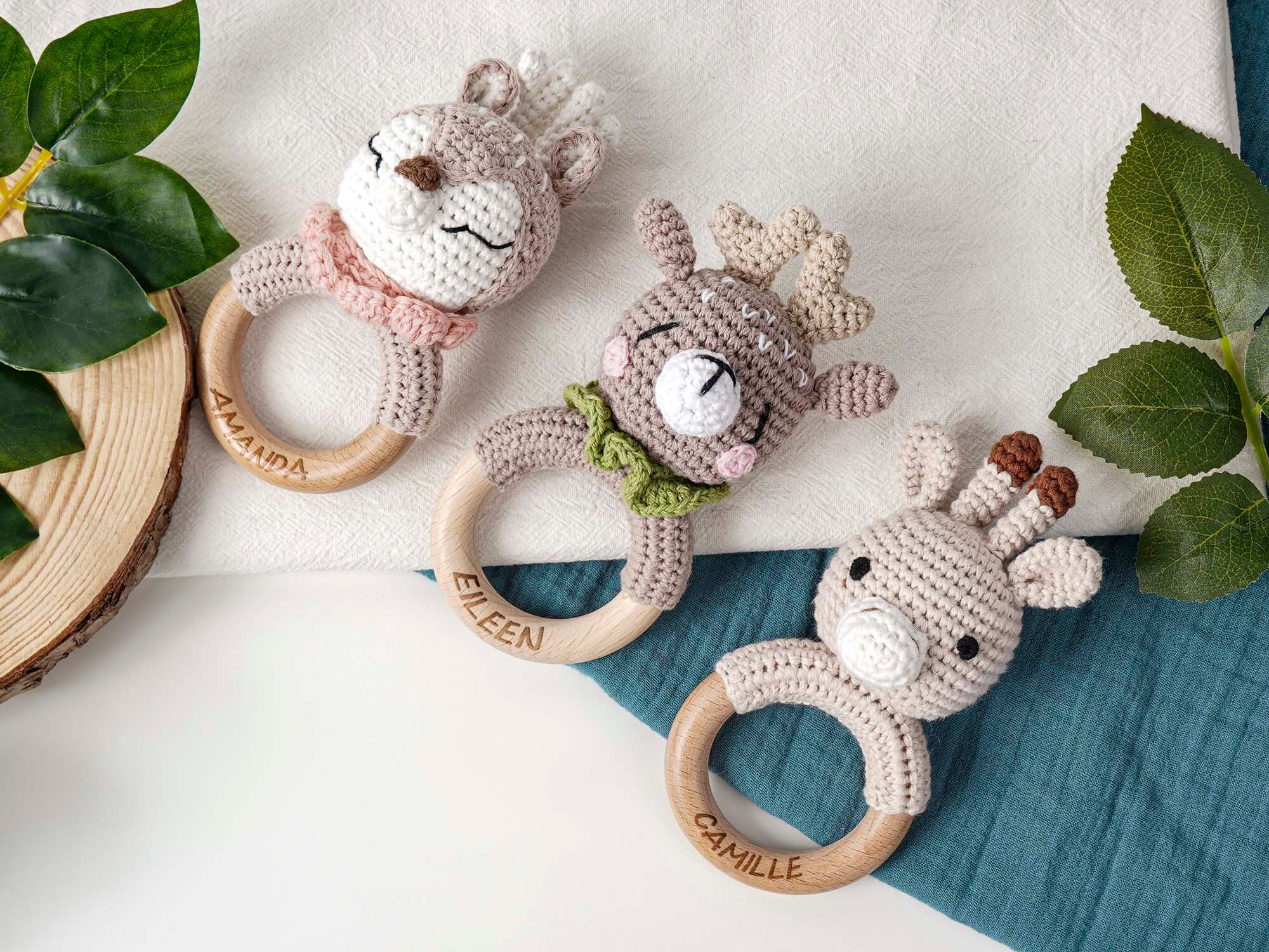 Crochet Baby Rattle With Grip Ring,personalize Baby Animal Rattle ...