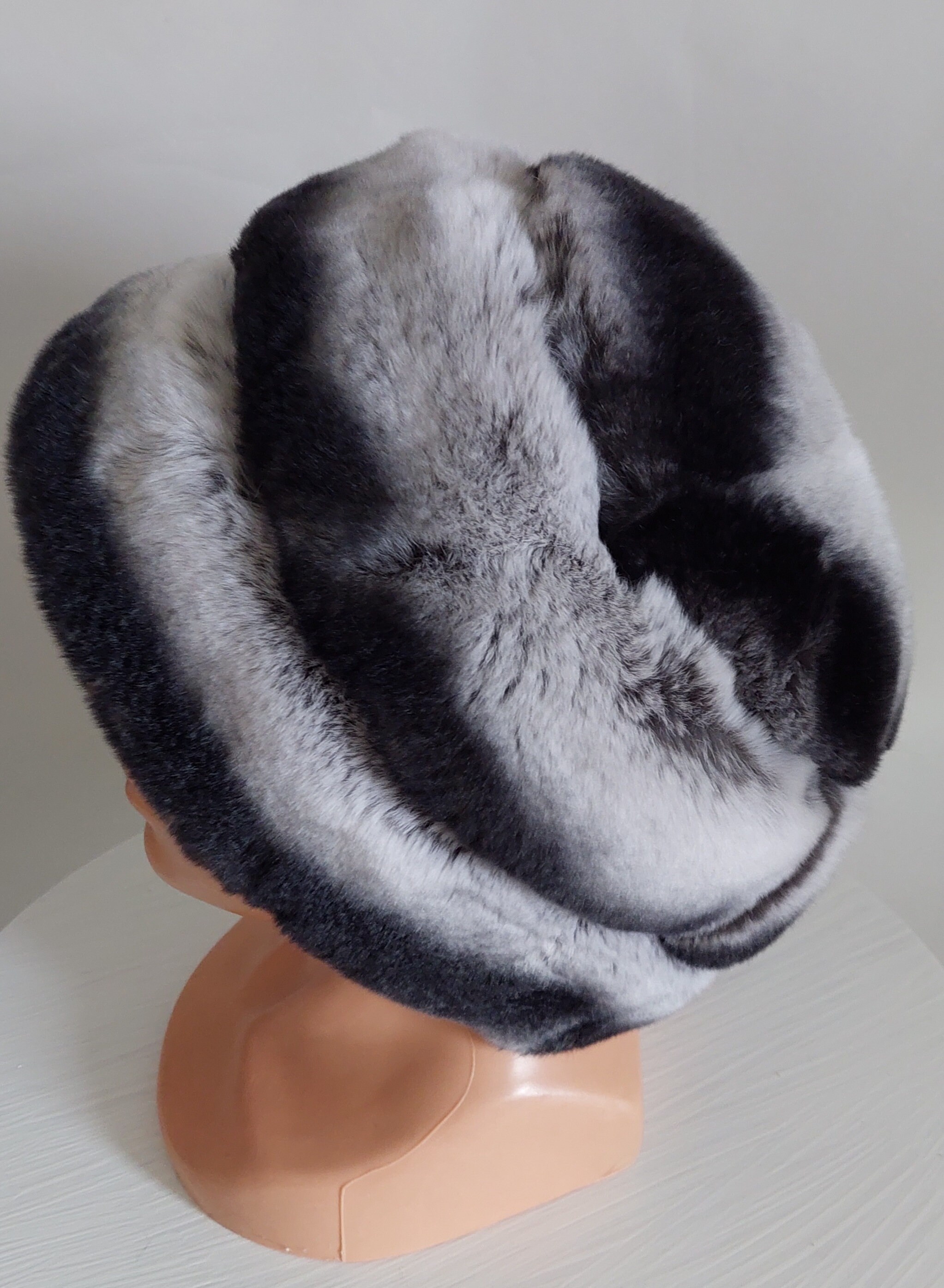 Luxury Rex Rabbit Fur Hat in Gray - Etsy