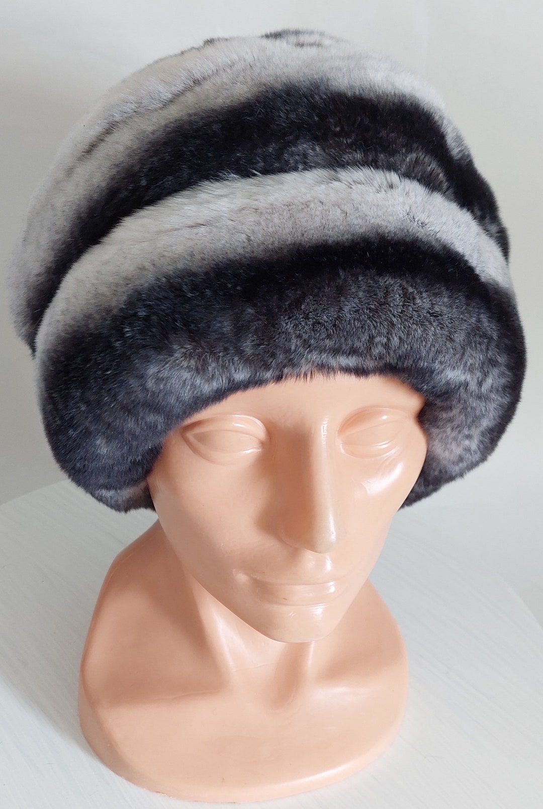 Luxury Rex Rabbit Fur Hat in Gray - Etsy