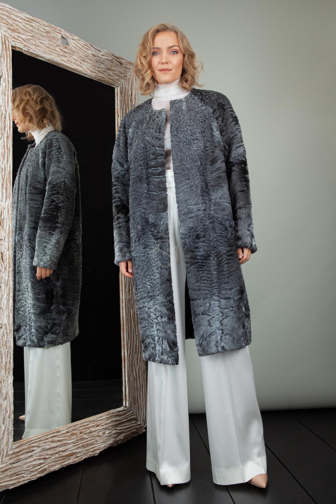 Gray Astrakhan Karakul Fur Coat - Etsy