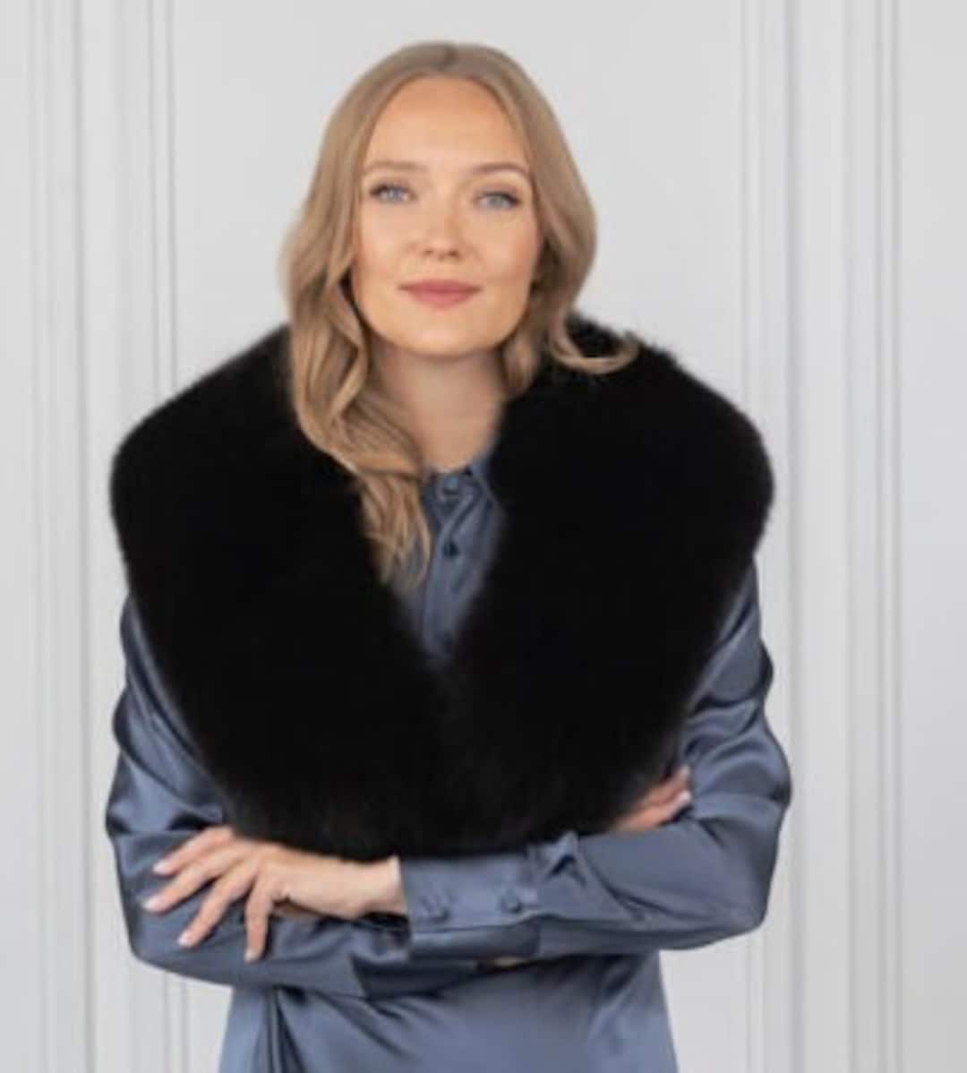Royal Black Fox Fur Elegant Collar - Etsy