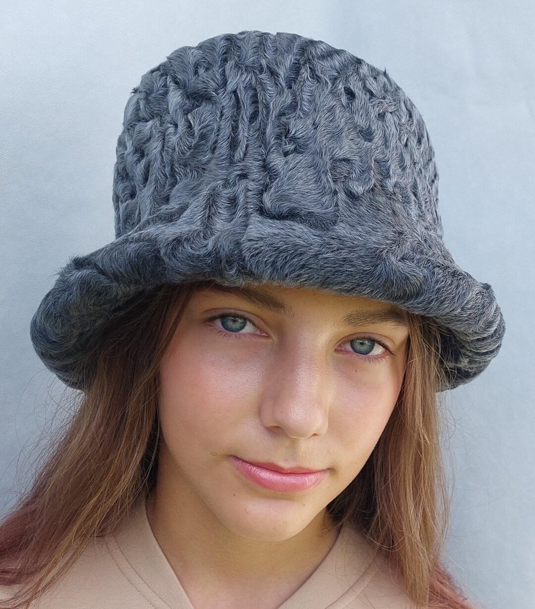 Karakul Bucket Hat in Unique Light Grey Natural Color - Etsy