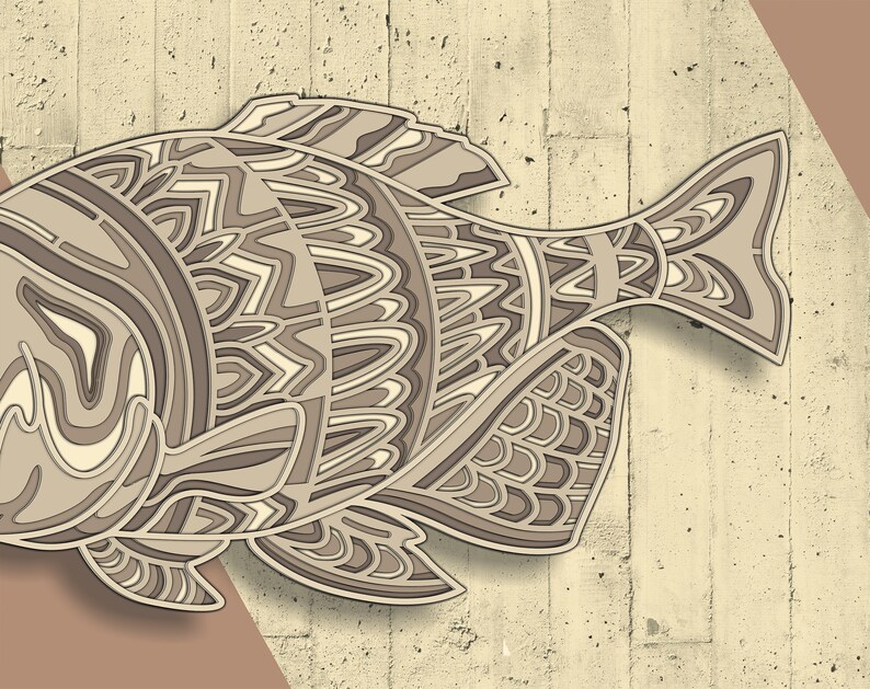 Fish 3D Multilayered SVG File / 5 Layers Laser Cut File / Mandala Craft ...