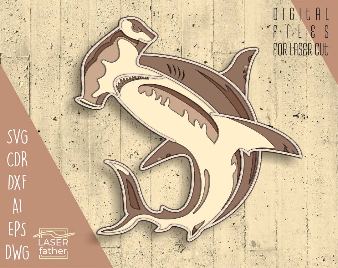 Hammerhead SVG Layered 3D Design / 5 Layers Laser Cut Files ...