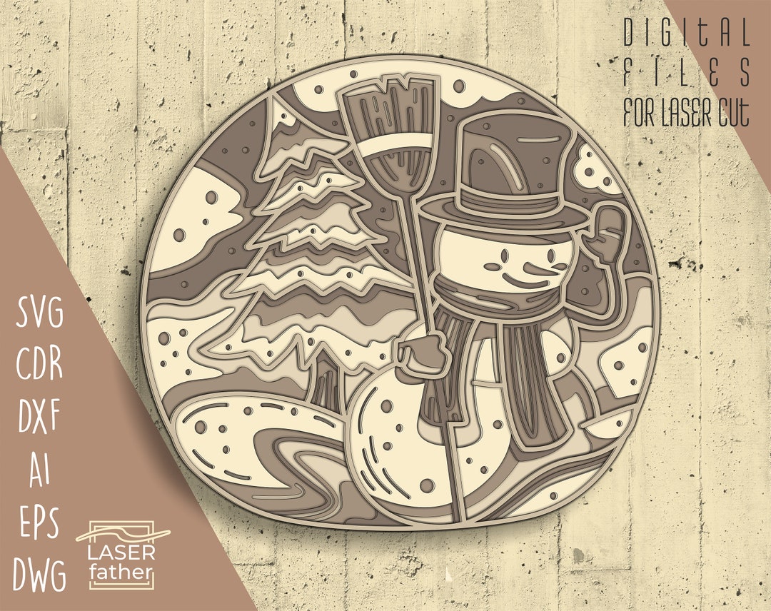 3D Snowman SVG Layered File / Instant Download / Snowman SVG / Laser ...