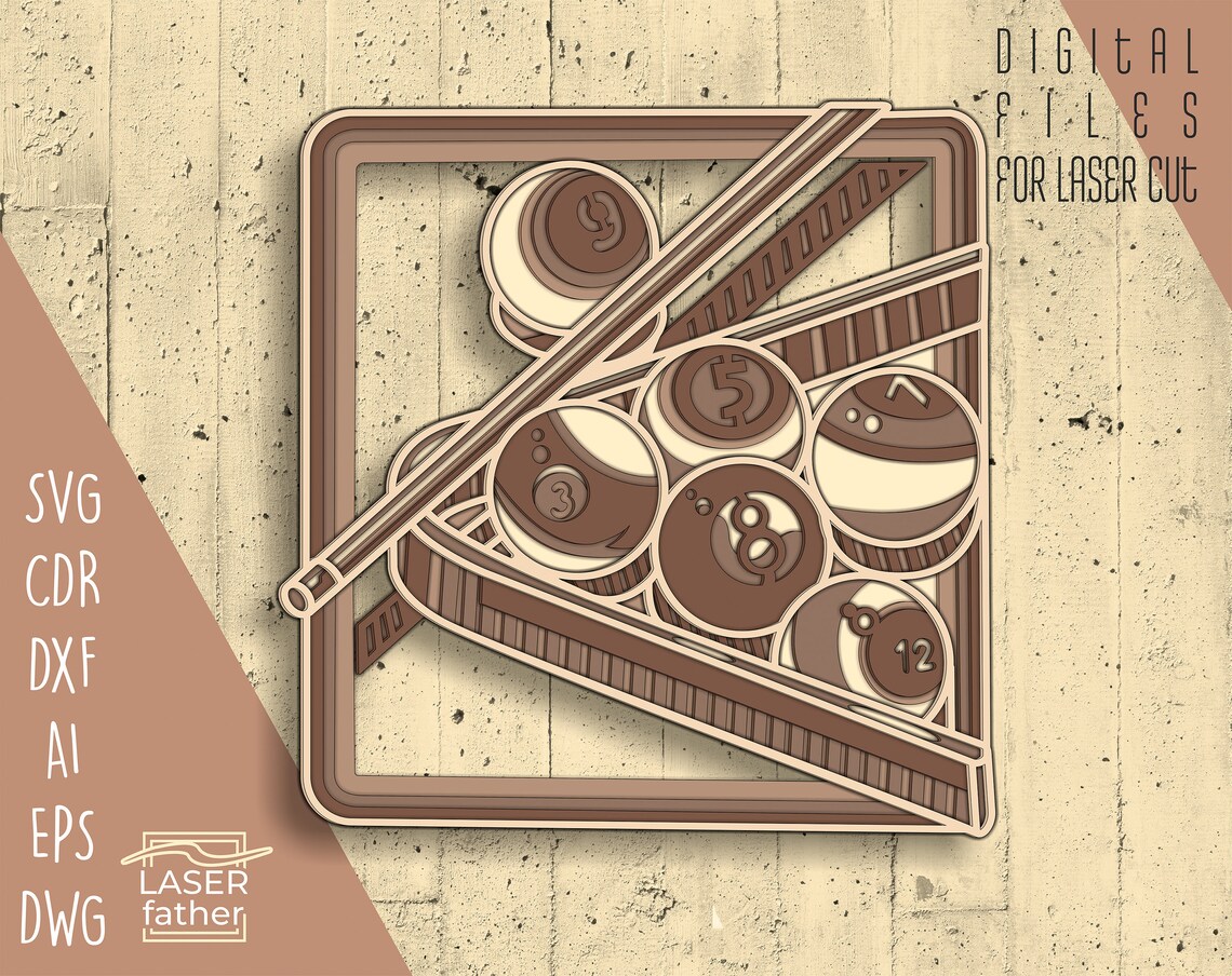 3D Billiard SVG Multilayer File / Mandala Laser Cut File / Billiard SVG ...