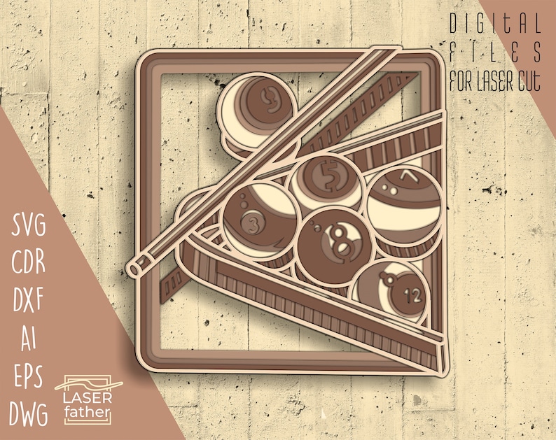 3D Billiard SVG Multilayer File / Mandala Laser Cut File / Billiard SVG ...