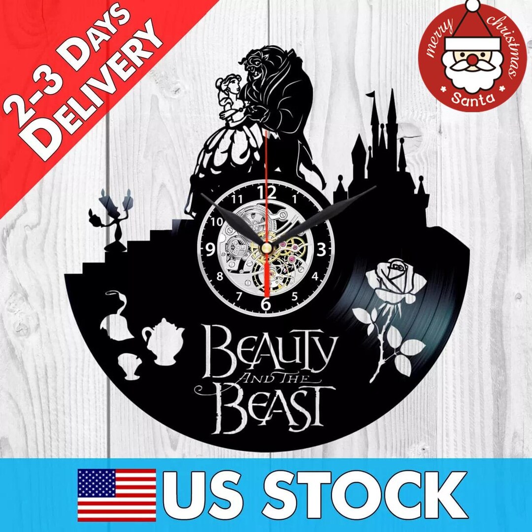 Disneyland Vinyl Record Clock, Beauty and the Beast Decor, Princess ...