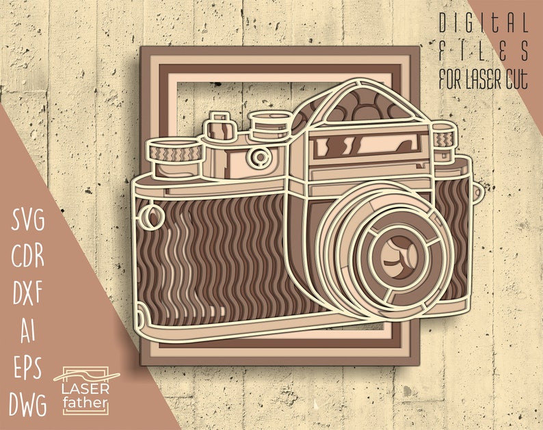 3D Retro Camera Layered SVG File / Instant Download / Laser Cut Files ...