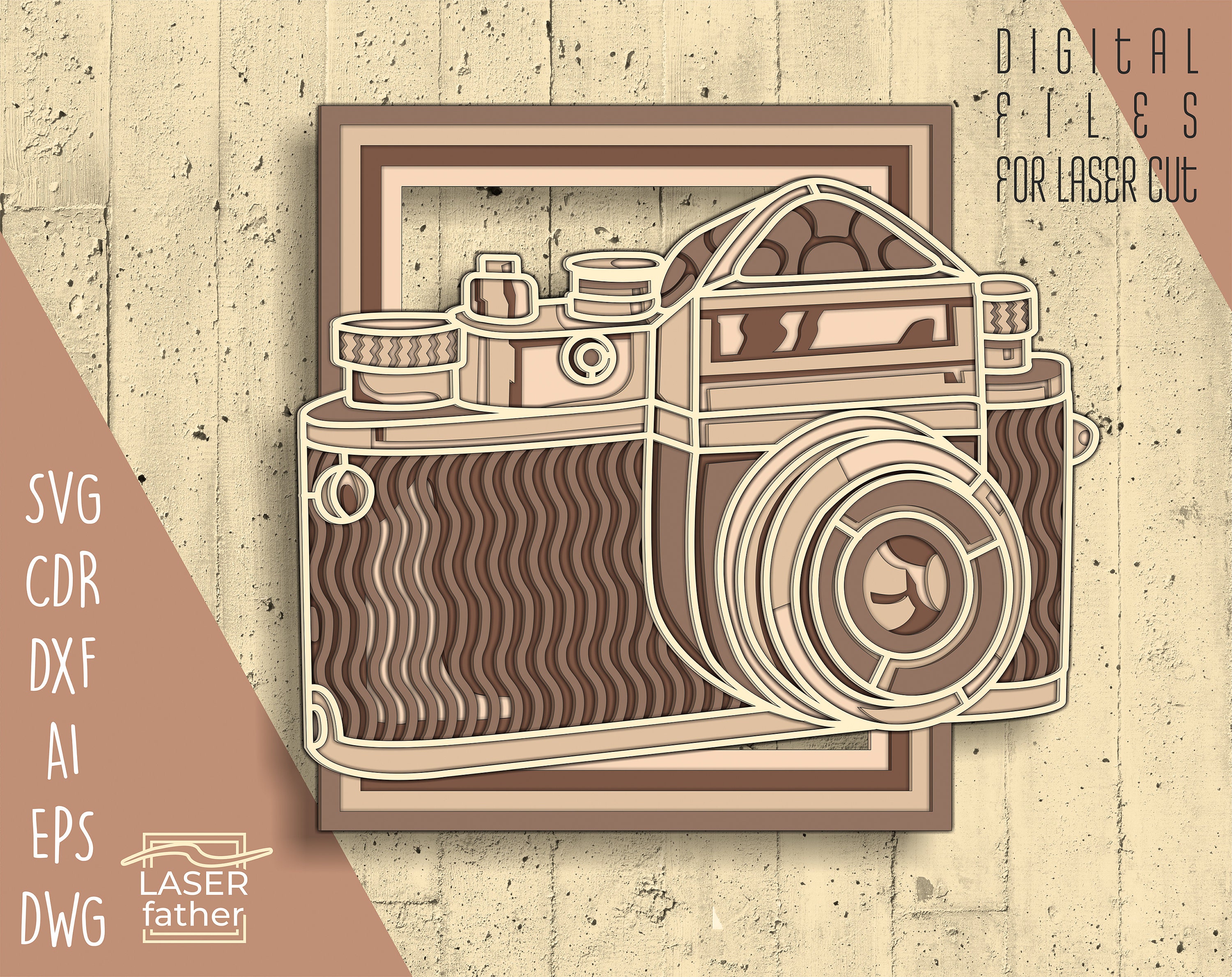 3D Retro Camera Layered SVG File / Instant Download / Laser - Etsy