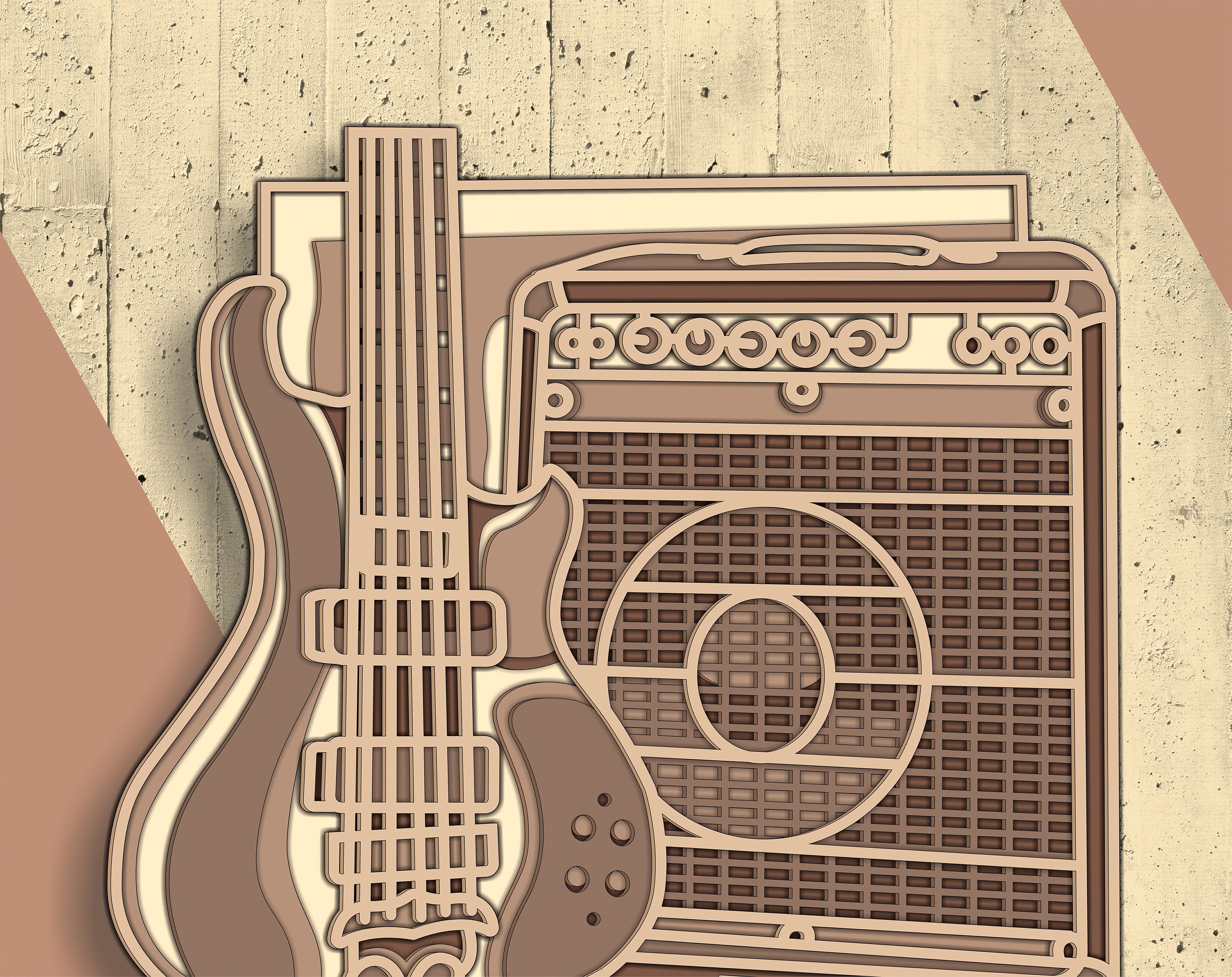 Bass Guitar 3D Layered SVG File / Laser Cut File / Gift for Music Lover ...