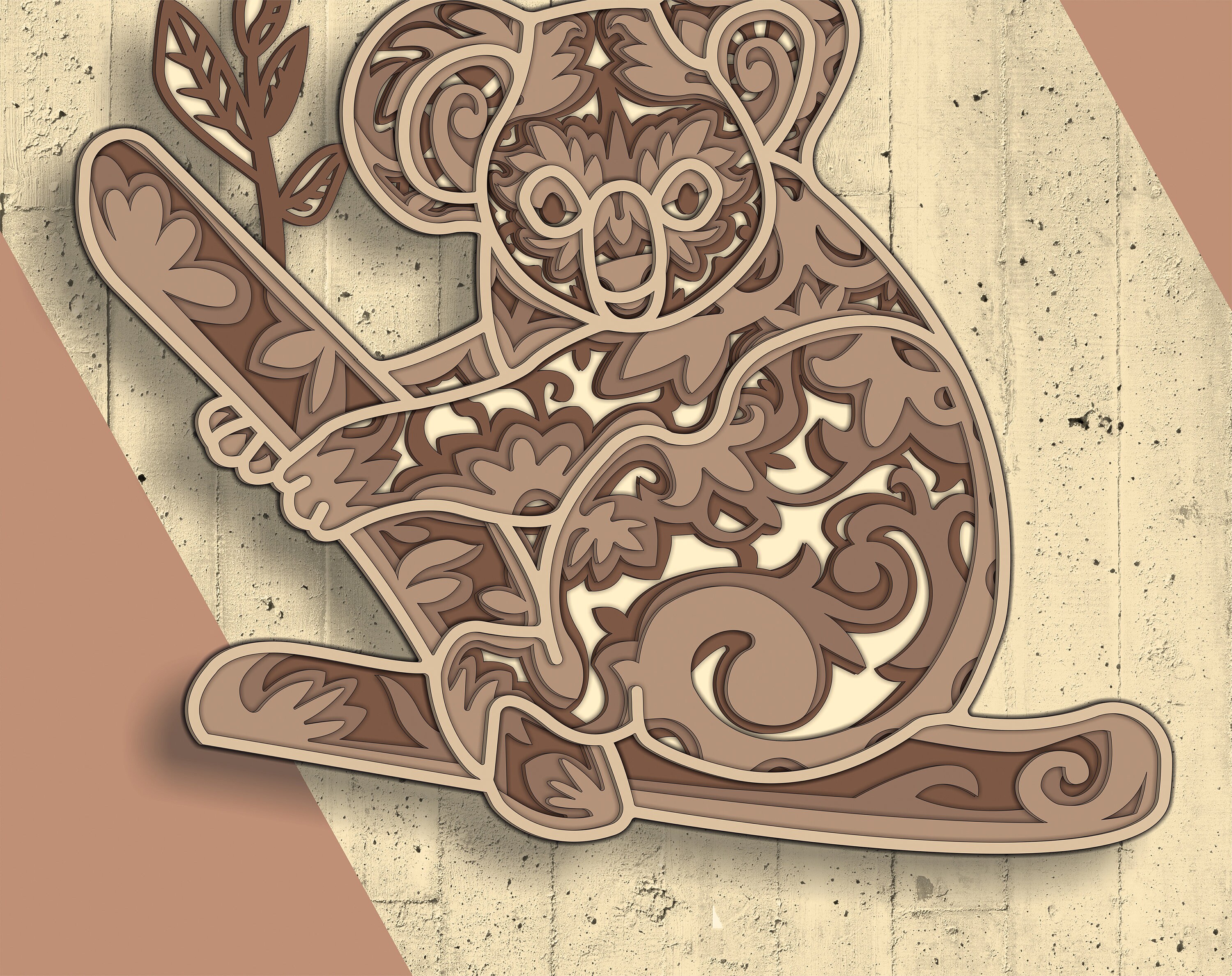 Koala 3D Layered SVG Design / Mandala Laser Cut Files / Koala Instant ...