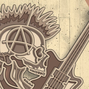Punk Rock Guitar 3D Layered SVG File / Laser Cut File / Punk Rock Music ...