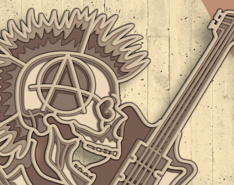 Punk Rock Guitar 3D Layered SVG File / Laser Cut File / Punk Rock Music ...
