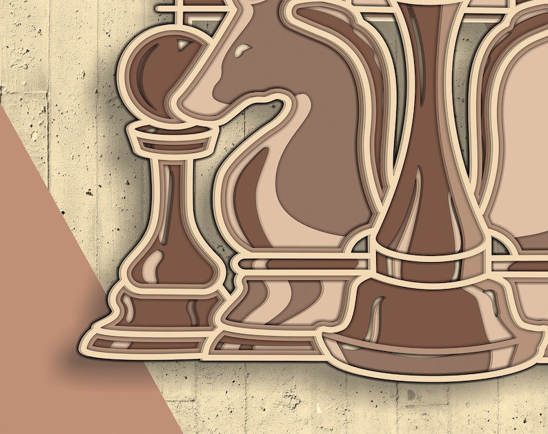 3D Chess SVG Multilayer File / Laser Cut File / Chess SVG / Digital ...