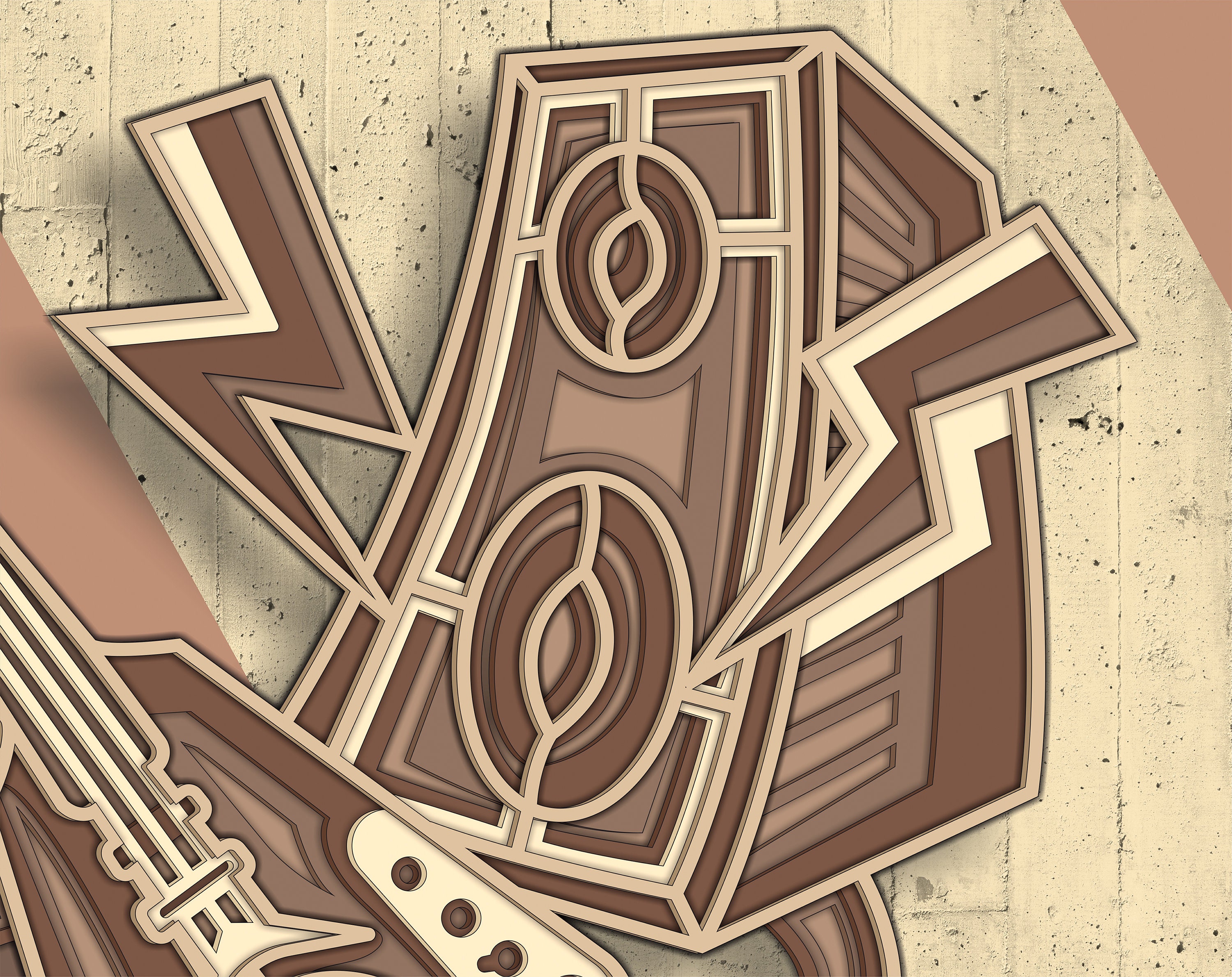 Rock Guitar 3D Layered SVG File / Laser Cut File / Rock Music Gift ...